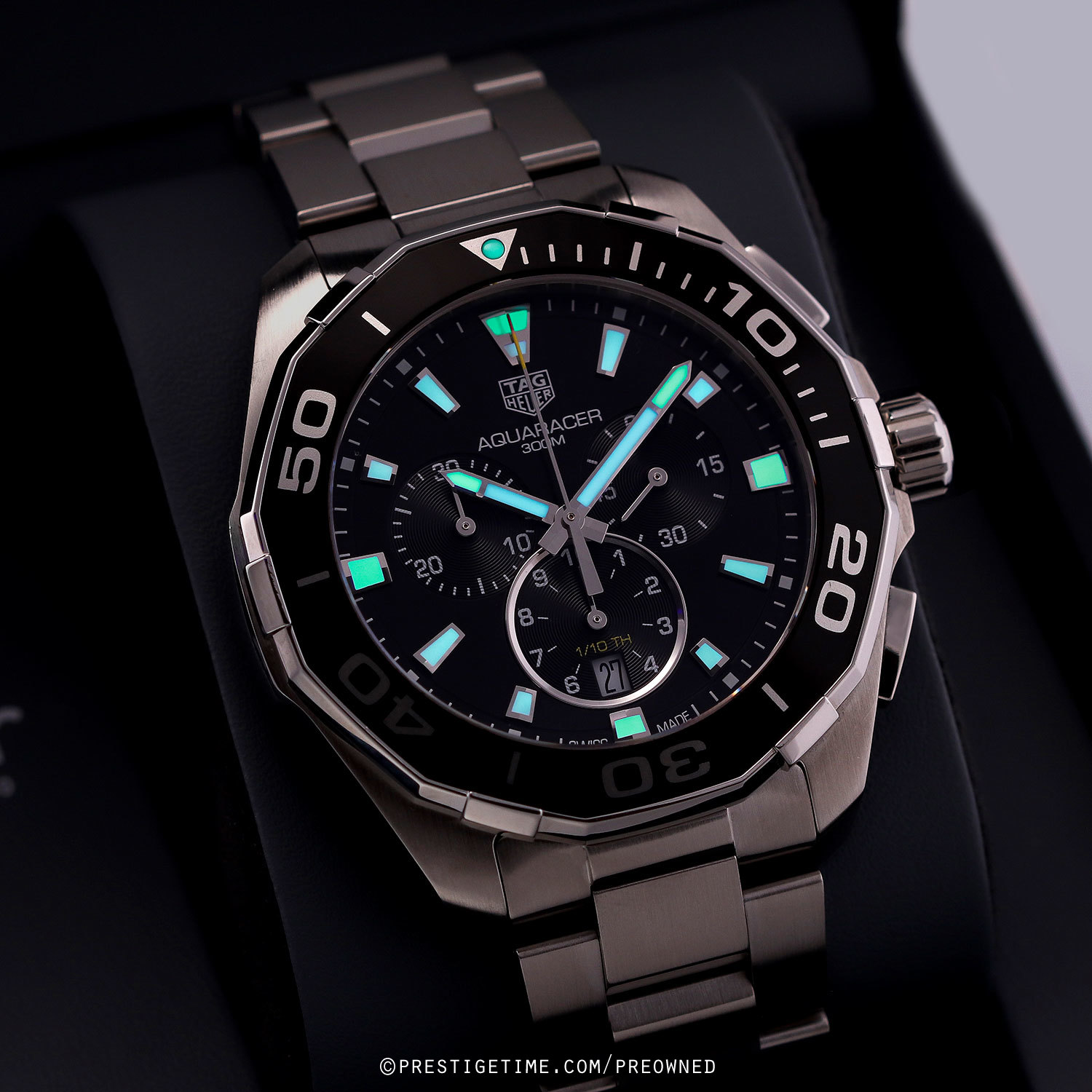 Pre-owned Tag Heuer Aquaracer Quartz Chronograph 43mm cay111a.ba0927